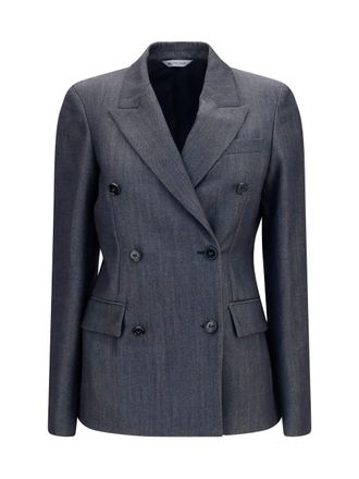 Balenciaga Womens Blazer Double-Breasted Wool Dark Navy Merino Jacket