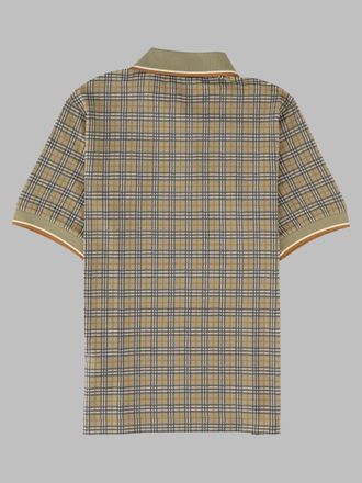 Burberry Check Cotton Blend Polo Shirt - Beige