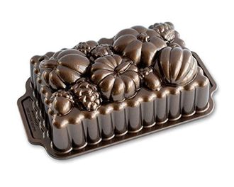 Nordic Ware Moule à cake Citrouille Bronze - Revêtement antiadhésif - Fonte daluminium