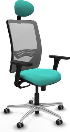 Piqueras y Crespo Arbeitsstuhl Zulema mit 3D-Armen, h&ouml;henverstellbarer Lendenwirbelst&uuml;tze und festem Kopfteil, ausgestattet mit 3 Positionen und Schneidschaum, Grau/T&uuml;r