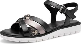 Marco Tozzi Damen Sandalen flach mit Schließe Sommer, Schwarz (Black Comb), 42 EU