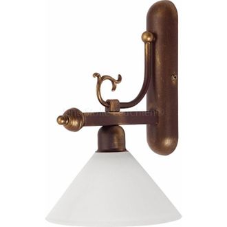 Licht-Erlebnisse Rustikale Wandleuchte Agathe Braun-Gold Milchglas