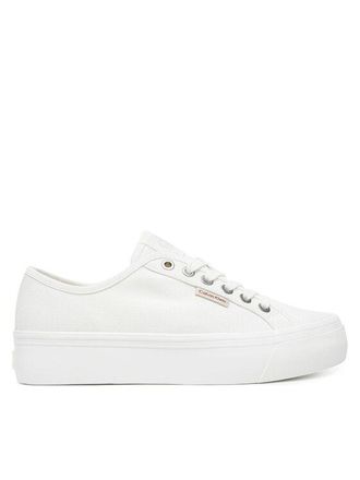 Calvin Klein Jeans Sneakers aus Stoff Vulc Flatform Ctn Logo Tag YW0YW01838 Wei&szlig;