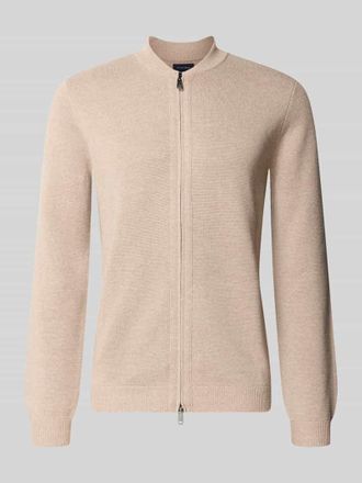 Christian Berg Slim Fit Strickjacke aus Baumwoll-Mix mit Stehkragen