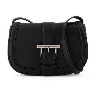 Alexander McQueen Womens T-Bar Satchel Mini Black Calfskin