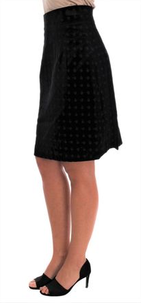 Dolce & Gabbana Womens Dark Green Baroque Velvet Pencil Skirt Cotton
