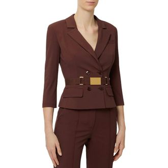Elisabetta Franchi Femme, Vestes, Brun, Taille: 38 FR Giacca Cintura