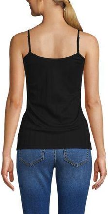 Lands End Top mit Spitzenbesatz, Damen, Größe:36-38 regular, Schwarz, Baumwoll-Mischung, by Lands End