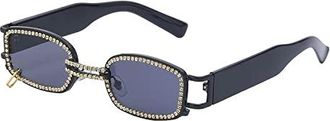Generic Lunettes de soleil carrées punk pour femme avec strass et petite monture - Lunettes de soleil transparentes UV400 2026