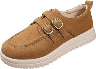 Generic Mocassins d&eacute;contract&eacute;s et confortables pour femme - &Eacute;l&eacute;gants et polyvalents - Boucle ronde - Confortables - Large largeur - Chaussures de marche, de t