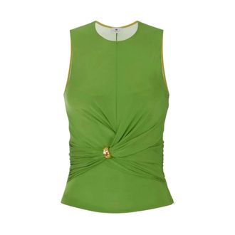 Elisabetta Franchi Draped Viscose Jersey Top - - Tops - Damen - Gr&uuml;n - L