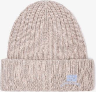 Ganni Bonnet en laine tricoté Beige - Pour Femme