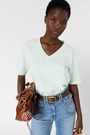 Gerard Darel T-shirt V en coton - MARISA - Vert deau