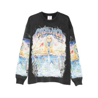 Casablanca Homme, Tops, Noir, Taille: 2XL T-shirt manches longues Airbrush Icons
