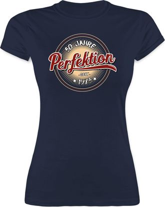 Shirtracer Shirt Damen - 50. Geburtstag - F&uuml;nfzig Jahre Perfektion seit 1975 wei&szlig; - XL - Navy Blau - Geschenke f&uuml;r Frauen ab 50 Motto t-Shirt 50.Geburtstag 50er 