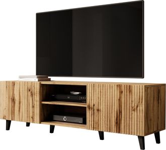 Mirjan24 TV Lowboard Vailbo 150, Fernsehschrank, Fernsehtisch, Unterschrank, TV-Tisch, Board, Schrank, B:150 cm, H:53 cm, T:42 cm, TV-Bank (Eiche Wotan)