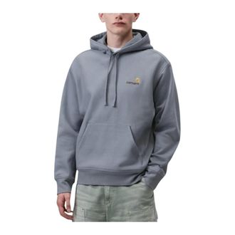 Carhartt Work in Progress Hooded American Script Sweatshirt - - Sweatshirts & Hoodies - Herren - Blau - M