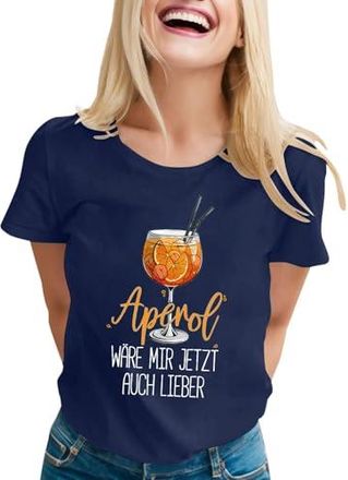 Generic T-shirt pour femme - Costume Aperol Spritz - Col rond - T-shirt d&eacute;t&eacute; amusant - Pour cocktail, f&ecirc;te, &eacute;v&eacute;nements - T-shirt d&eacute;contract&eacute; l&eacute;ger - T-shirt a