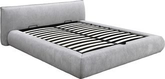 Vente-Unique Lit 2 Personnes Avec sommier - 180 x 200 cm - Gris Clair - MIRSIO