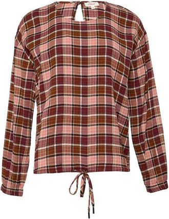 s.Oliver Langarmbluse Bluse Strukturierte Karo-Bluse aus Viskosemix