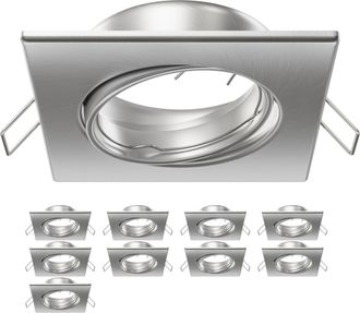 LEDs Com 10 Stück Deckeneinbaurahmen RIR, eckig, schwenkbar, edelstahl matt
