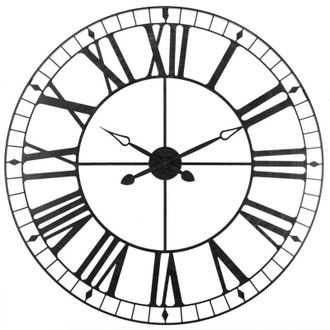 Atmosphera Sphera Vintage-Uhr mit h&ouml;lzernem Hintergrund - 36cm - Schwarz