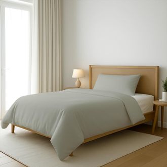 Pizuna 600 Fadenzahl aus Baumwolle Bettw&auml;sche Silber, 100% Langstaple Baumwolle Bettbezug und Kissenbezug, 100% Baumwolle Mako Satin 2-Teilig Bettw&auml;scheset 1