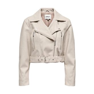 Only Only, Femme, Vestes, Beige, Taille: 36 FR Blazer &agrave; Manches Longues avec Col Revers et Fermeture &Eacute;clair