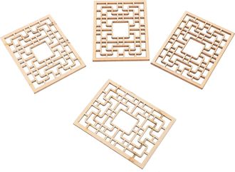 Soimiss 4stücke Miniatur Chinesisches Fenster Holz Modell Bausatz Detailliert Für Puppenhaus DIY Bastelbedarf Sammler Geschenk Sandtisch Verzierung