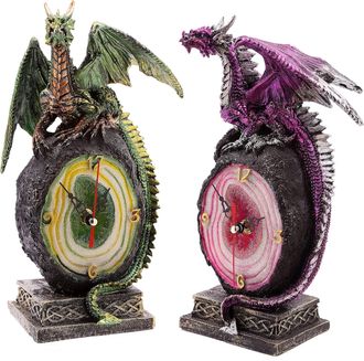 Puckator DRG413 Kaminuhr mit Geode, Kristalldrache