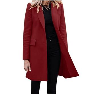 Generic L9WEI Blazer long pour femme &eacute;l&eacute;gant veste de costume ouverte mode cardigan surdimensionn&eacute; blazer femmes hiver temp&eacute;rament mode cardigan stretch basiq