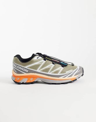 Salomon XT-6 baskets en argent sauge et feu de dragon-Vert