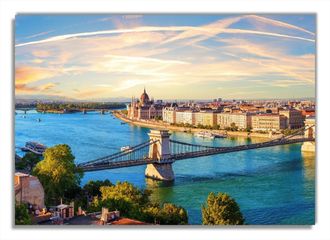 Wallario selbstklebendes Poster - Metropole an der Donau, Aufkleber in Premiumqualit&auml;t, Klebefolie Gr&ouml;&szlig;e: 70 x 100 cm (Riesenposter)