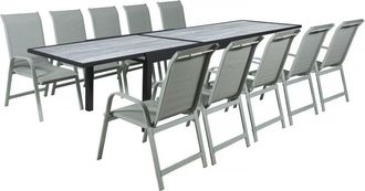 Habitat et Jardin Ausziehbarer Tisch und Gartenst&uuml;hle aus Aluminium Lagos - 200/320 x 105 x 76 cm - Taupe - 10 Pl&auml;tze