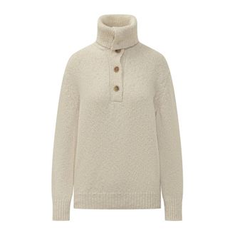 Malo Pull marin &agrave; col montant avec boutons - Femme - Pulls - Beige - Taille: 34 FR