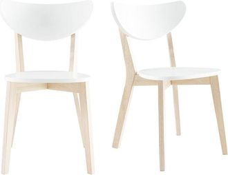 Miliboo Design-Holzstuhl mit Wei&szlig; LEENA (2 Stck.)