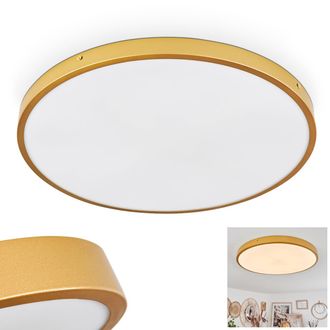 HOFSTEIN LED Deckenleuchte Broglen, moderne Deckenlampe aus Metall/Kunststoff in Messingfarben/Wei&szlig;, runde Leuchte (&Oslash; 45 cm), 3360 Lumen, 3000 Kelvin, 30 Watt