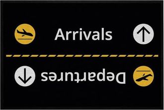 OM3 Paillasson amusant avec inscription en allemand &laquo; Flughafen &raquo; - Arrivals Departures - Arrivals Departures - Arrivals Departures - Airport Style IV - A