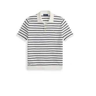 Polo Ralph Lauren Homme, Tops, Blanc, Taille: XL Pull Polo en m&eacute;lange de coton &agrave; manches courtes