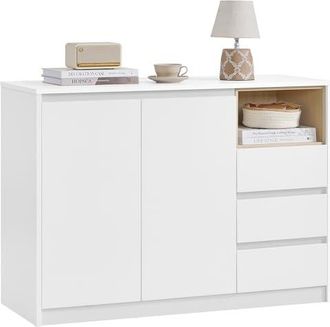 Vasagle Kailyn Collection - Buffet, Armoire de Rangement, avec Porte et Étagère Réglable, 3 Tiroirs, Moderne, 40 x 103,3 x 74,5 cm, Salon, Salle à Manger, Bur