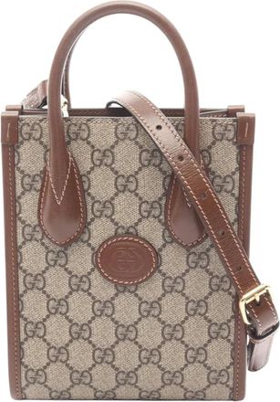 Gucci 2016-2025 Mini GG Supreme Interlocking G Tote satchel - Braun