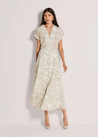 Madeleine Maxikleid Sommerkleid mit floralem Design Midikleid mit Reverskragen, Knopfleiste, Wadenl&auml;nge und Kurzarm