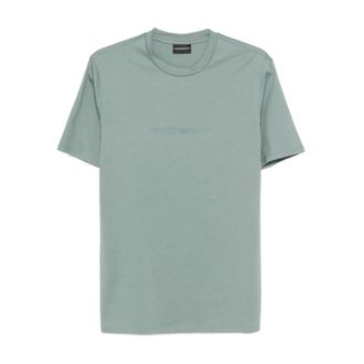 Emporio Armani Homme, Tops, Vert, Taille: 2XL T-Shirt &agrave; Col Rond avec Logo Tonal