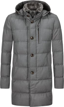 Gimos Daunenmantel aus Technoflanell mit abtrennbarem Pelz-Besatz in