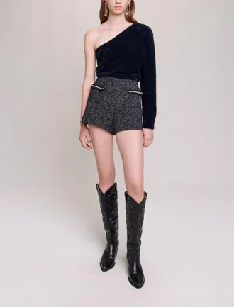 Maje Short En Tweed Paillet&eacute; - Bicolore - Taille 40 - Maje