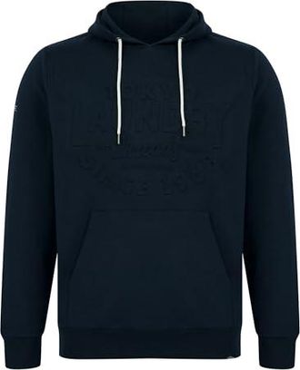 Tokyo Laundry Tides Embossed Motif Brushback Fleece Pullover Hoodie in Sky Captain Navy - Tokyo Laundry - L