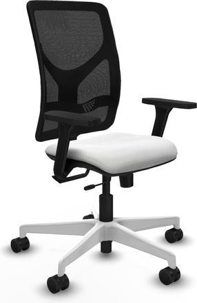 Piqueras y Crespo Wei&szlig;er Schreibtischstuhl mit Rollen und 3D-Armlehnen, h&ouml;henverstellbare Lendenwirbelst&uuml;tze, ausgestattet mit Syncro/Traslack und Schneideschaum, Schwa