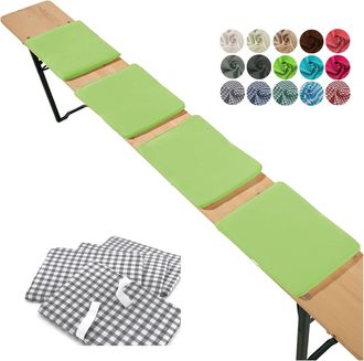 Heimtexland Sitzkissen 4er Set Bierbank Polster Auflage Bierzeltgarnitur Garten Deko Kissen Typ859 Grün