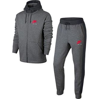 Nike Nike Surv&ecirc;tement complet pour homme, Sweatshirt avec fermeture &eacute;clair et capuche, Pantalon avec poignet, Gris - Gris - Medium