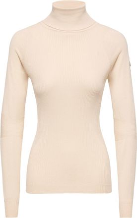 Moncler Moncler Pull &Agrave; Col Roul&eacute; En Laine M&eacute;lang&eacute;e, Femme, Blanc, Taille: Xs